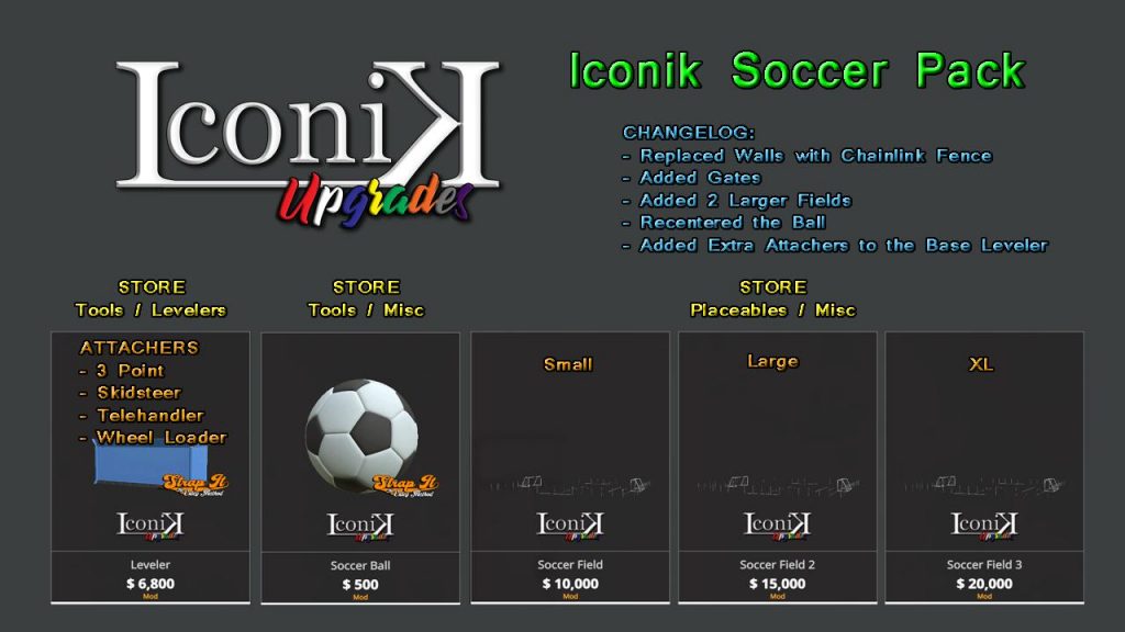Iconik Soccer Pack v2.0 Mod Mod | FS25 Mods / FS22 Mods