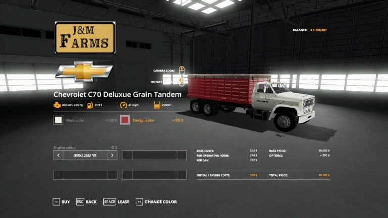 Chevy C70 Deluxe Grain Tandem v1.0 FS19 Mod | FS25 Mods / FS22 Mods