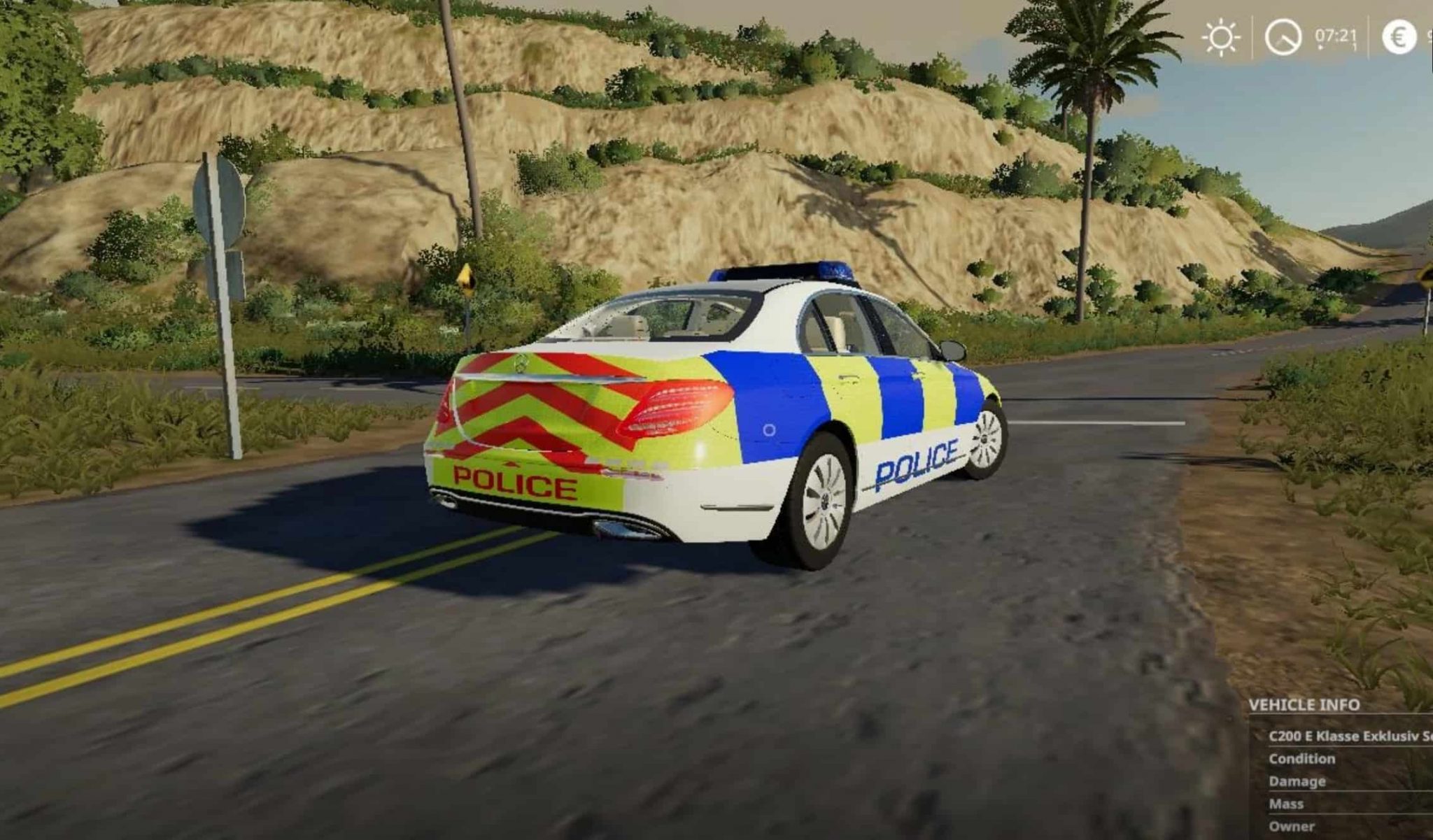 MERCEDES SEDAN HYBRID UK POLICE / TAXI v1.0 FS19 Mod | FS25 Mods / FS22 ...