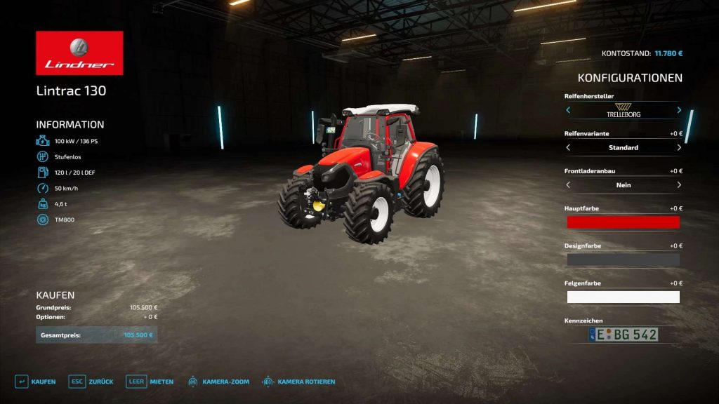 FS22 Lindner Lintrac 130 modifier v1.0 Mod | FS25 Mods / FS22 Mods