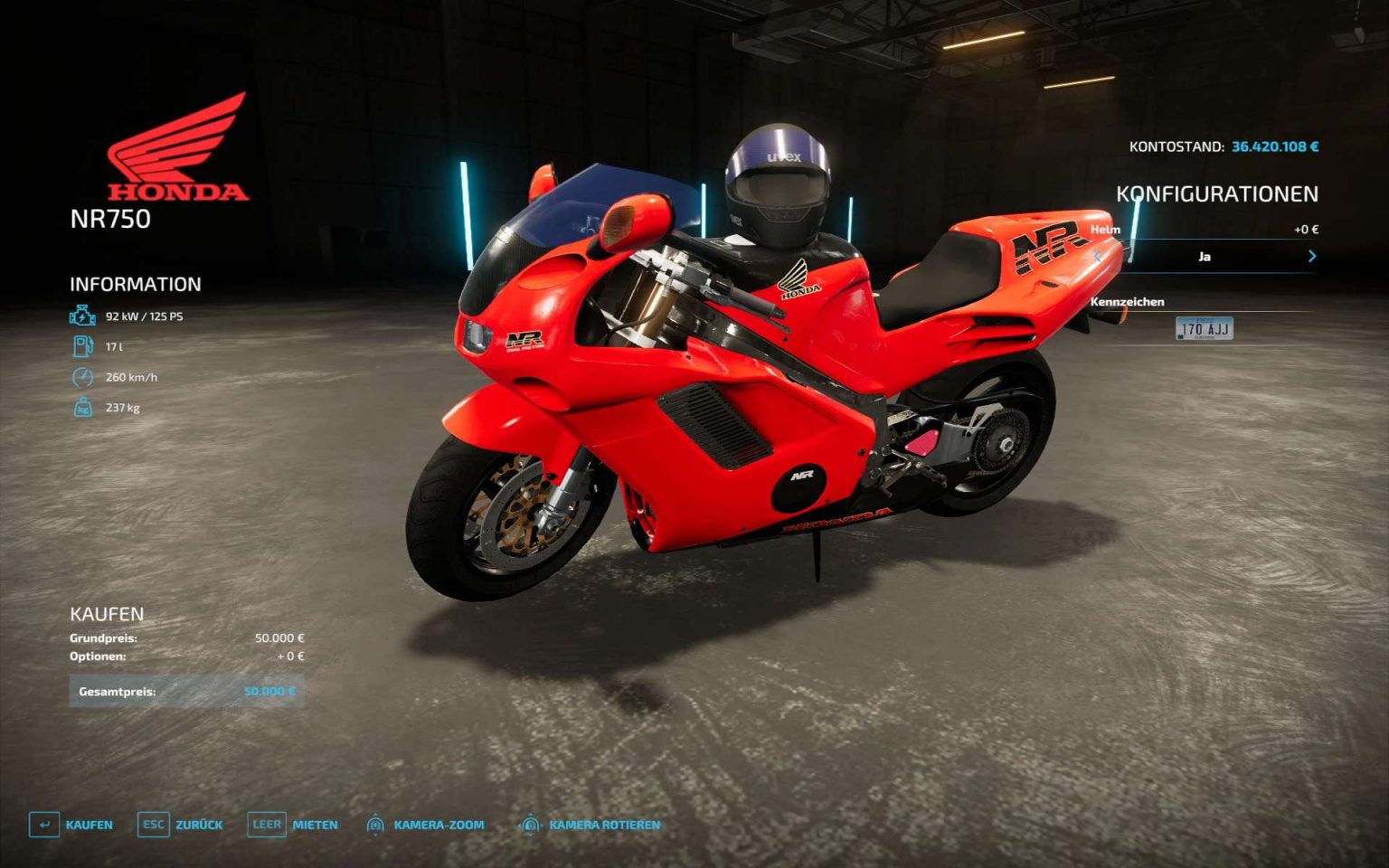 Vélo de sport FS22 Honda NR750 v1.0.0.0 Mod | FS25 Mods / FS22 Mods