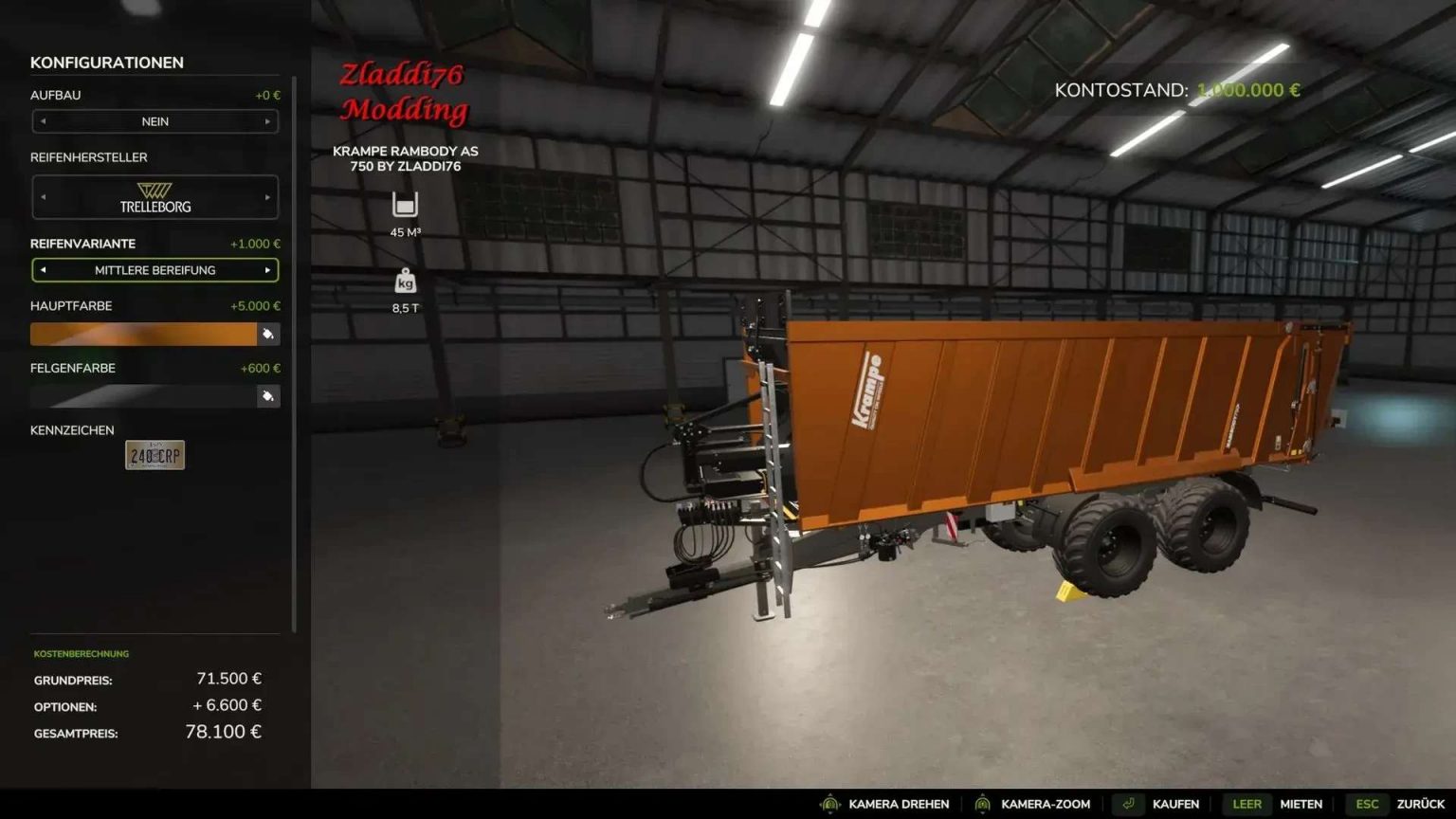 FS25 Krampe RamBody AS 750 v1.0.0.0 Mod | FS25 Mods / FS22 Mods