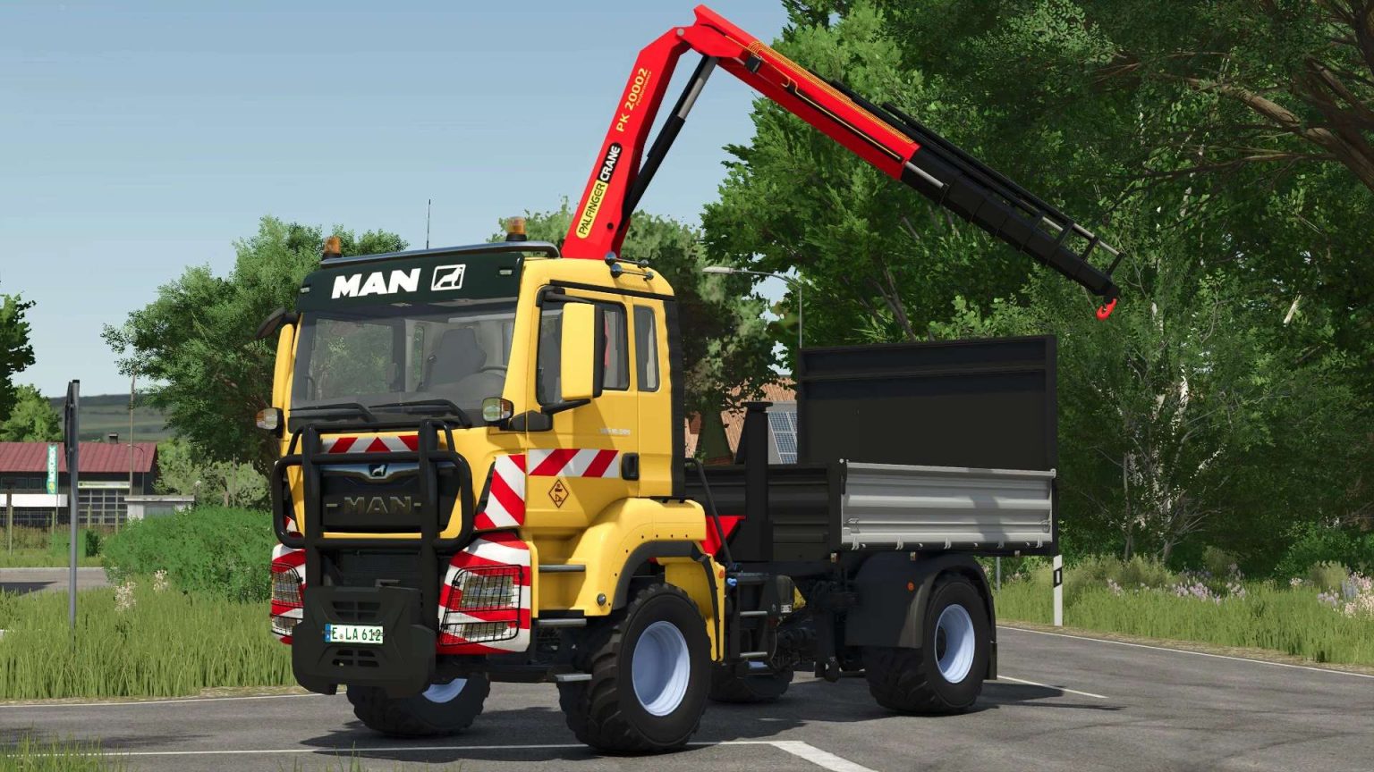 FS25 Camion plateau et grue MAN TGS 18.500 TP v1.0.0.0 Mod | FS25 Mods / FS22 Mods