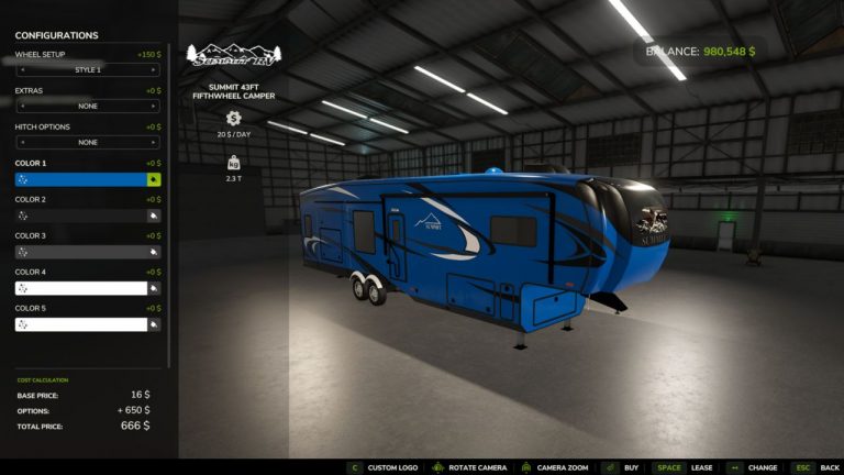 FS25 Camping-car à sellette Summit 43 pieds V1.0.1.0 Mod | FS25 Mods ...
